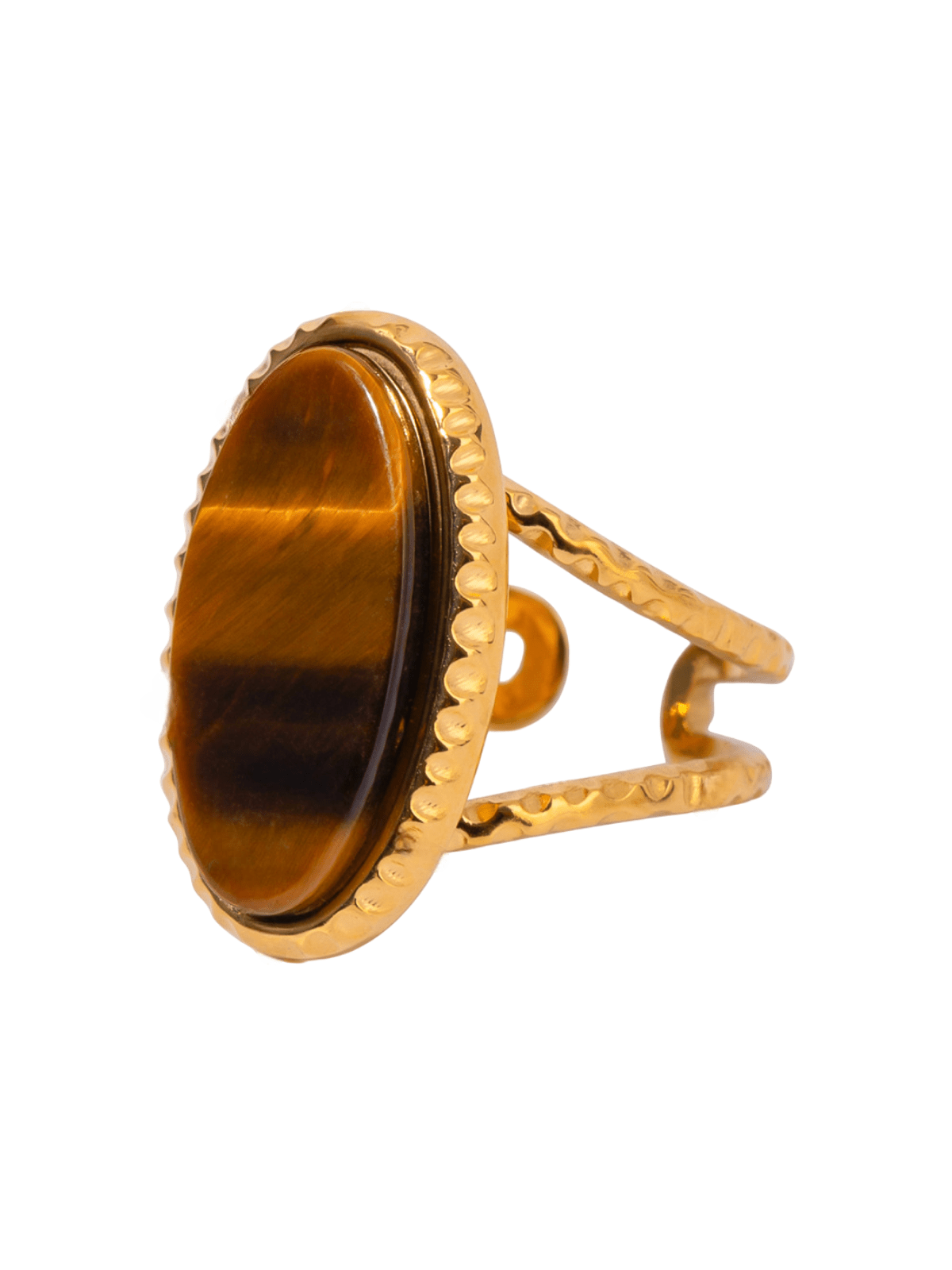 Colored natural stone ring, and stainless steel, trendy, Demira model