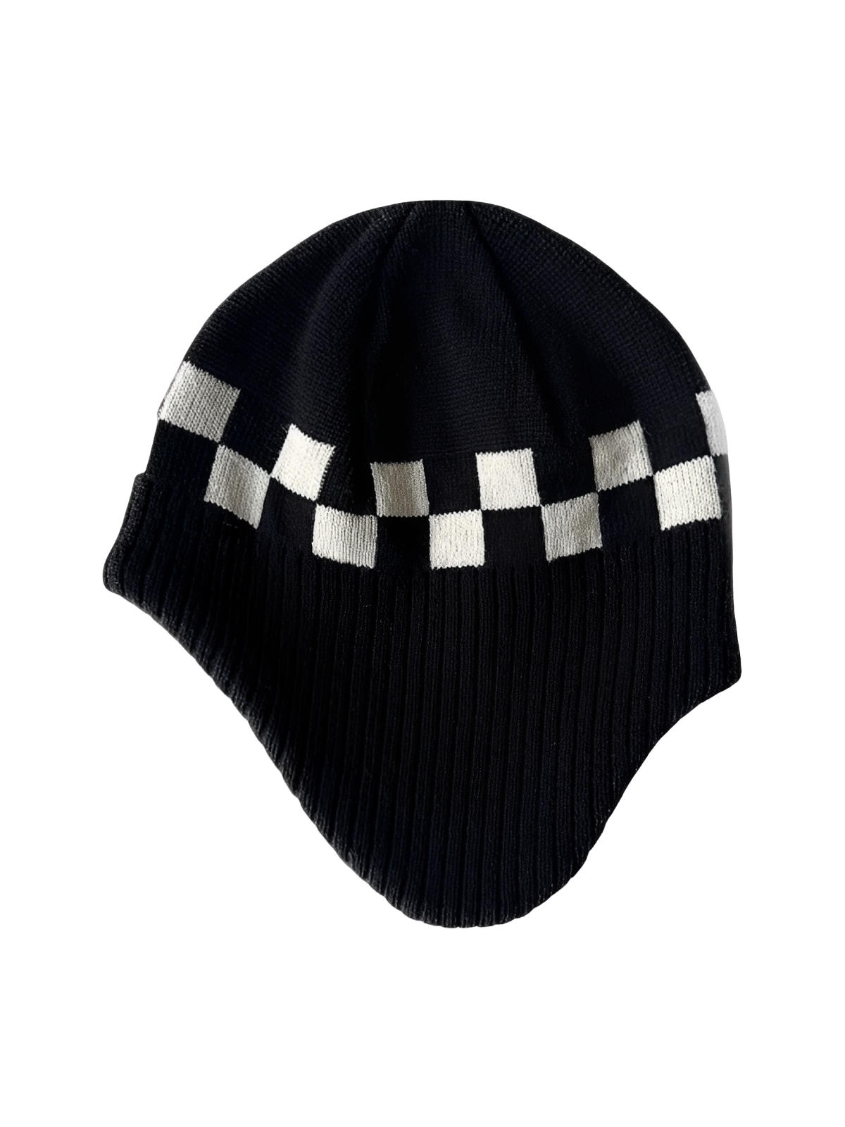 Bonnet chaud hiver, protège oreilles maille damier, bonnet femme visag