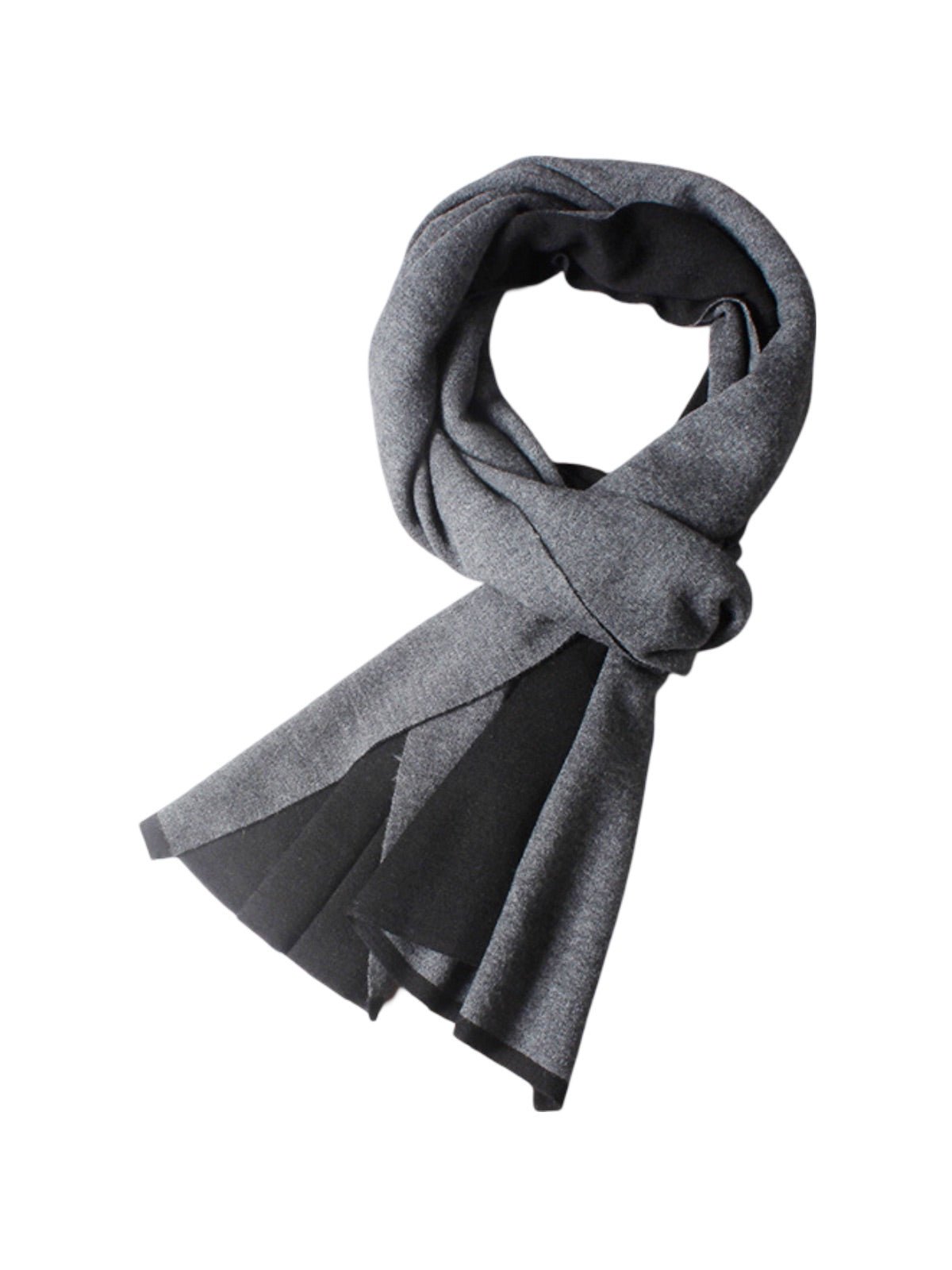 Men's winter scarf, soft cashmere, black and grey double-sided, minima