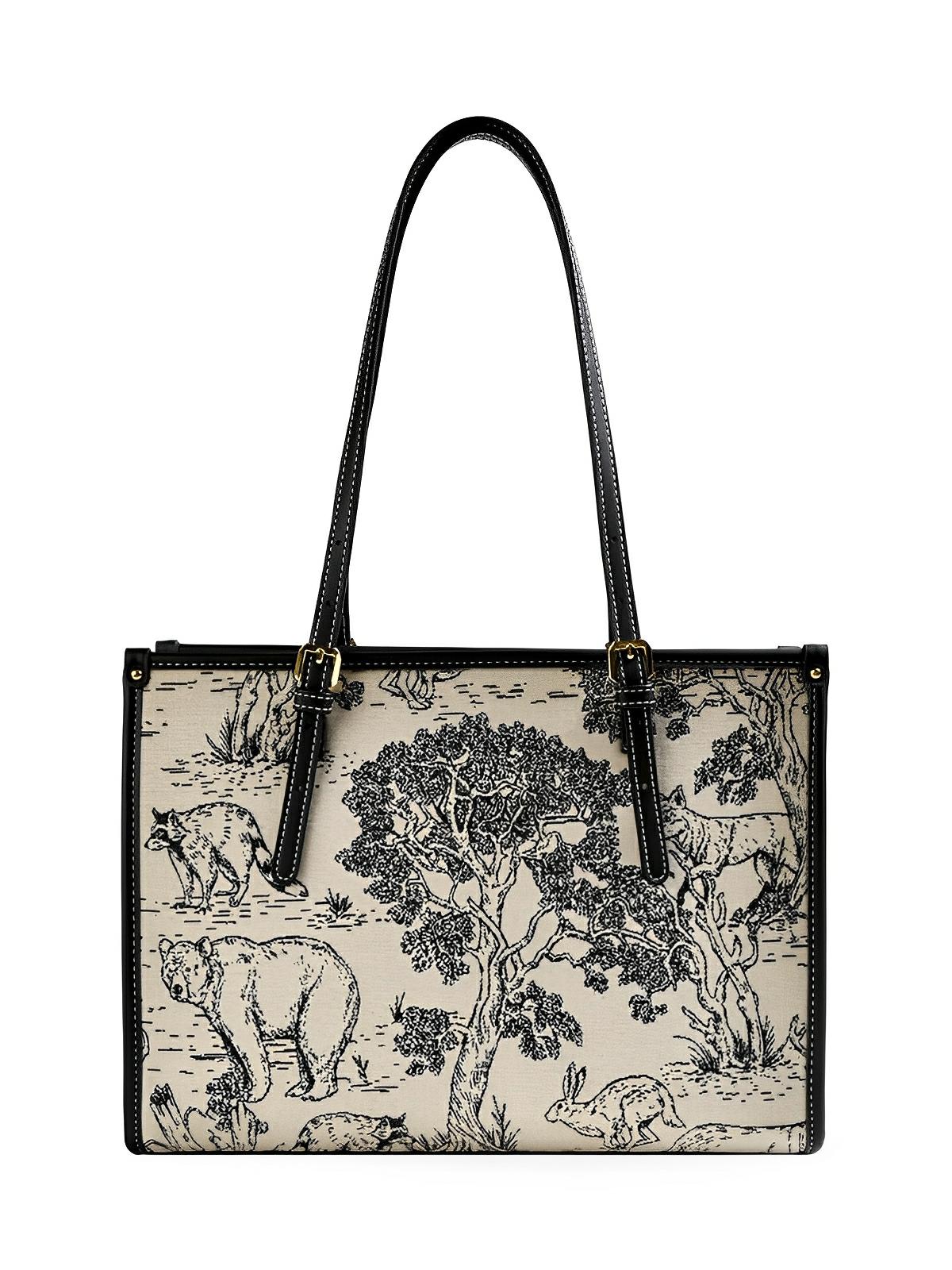 Sac cabas femme, épaule toile, grande capacité, tote bag motif animal,